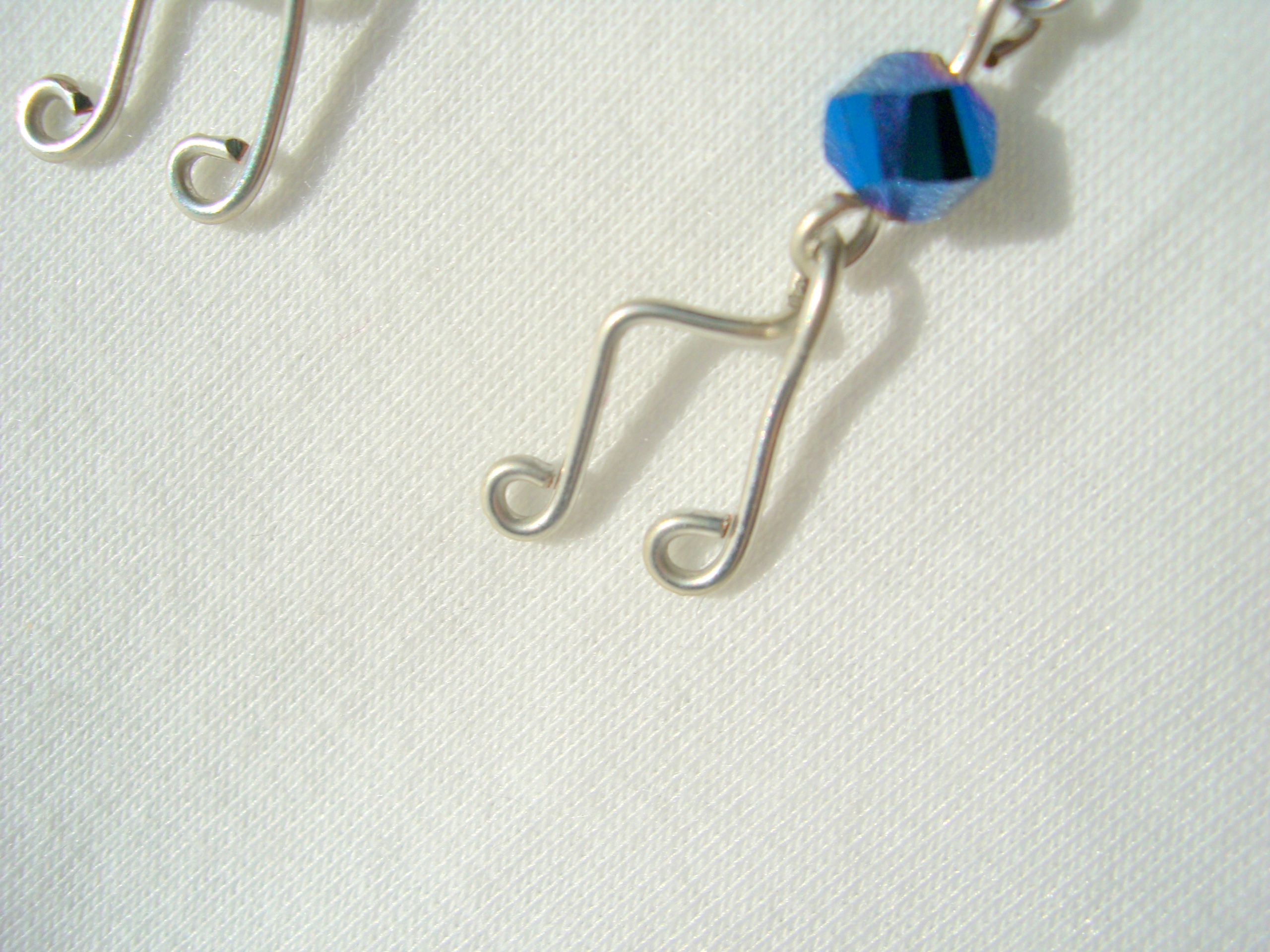 Music Note Earrings Wire Wrapped Eighth Silver Swarovski Crystal Black ...